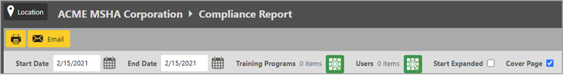 MSHA Compliancy: Compliance Report