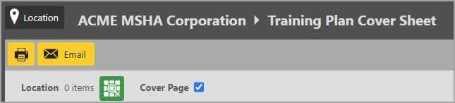 MSHA Compliancy: Training Plan Cover Sheet