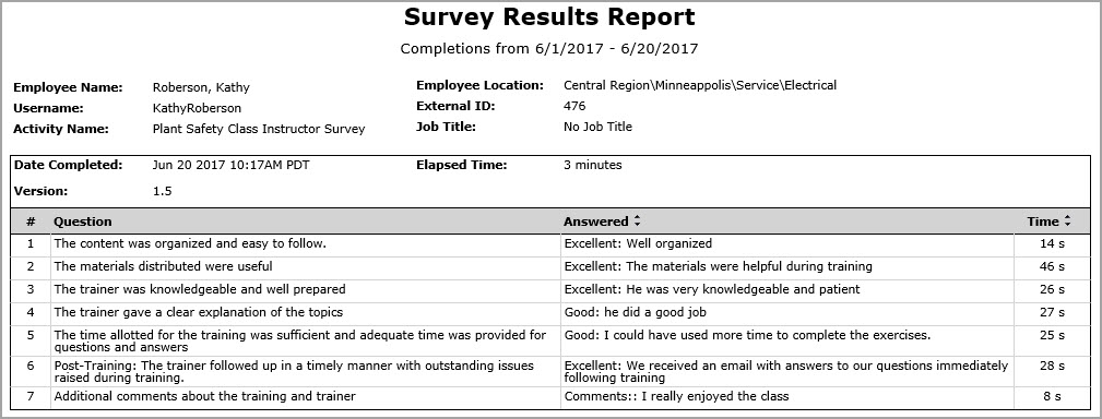 Survey Results Report