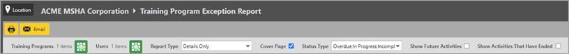 Training Program Exception Report
