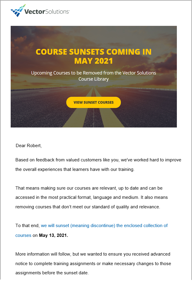 Frequently Asked Questions: Course Sunsetting