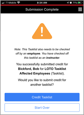 Credit App: Check-off Tasklist