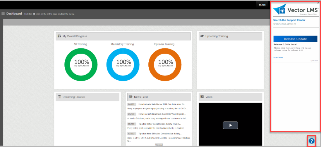 Release Notes 2.20 Vector LMS, Convergence Training Edition