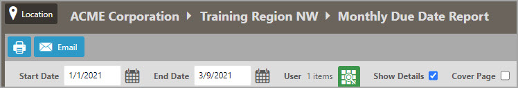 Monthly Due Date Report