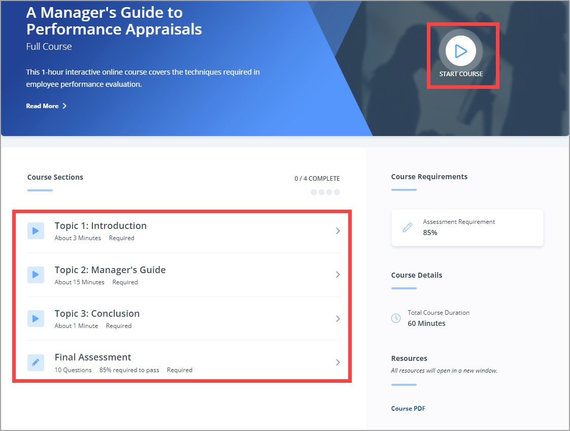 Course Player: Launch and Exit a Course