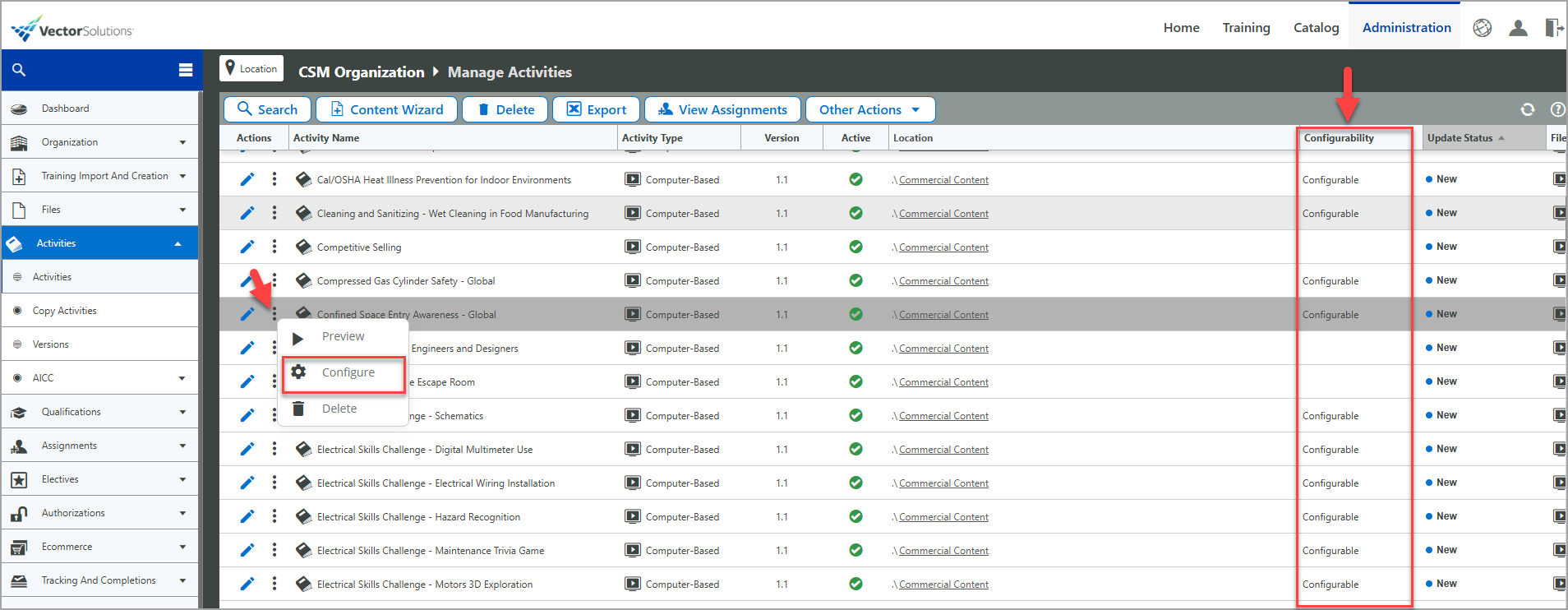 Vector Content Configuration Available in Convergence LMS